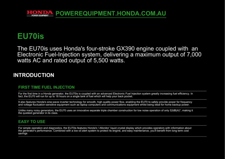 EU70is - Honda Power Equipment