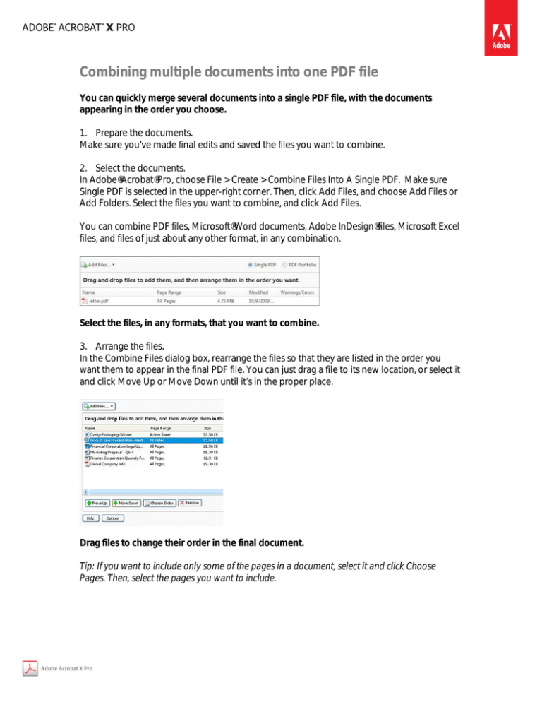 Combine Multiple Documents Into One PDF File