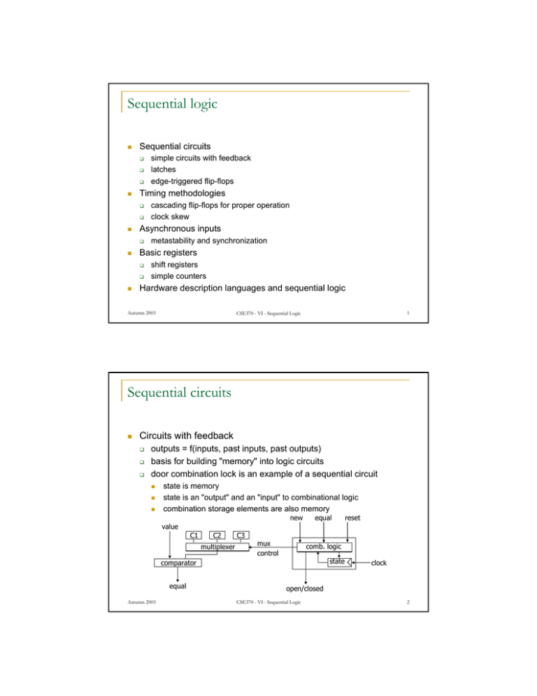 Sequential Logic Sequential Circuits