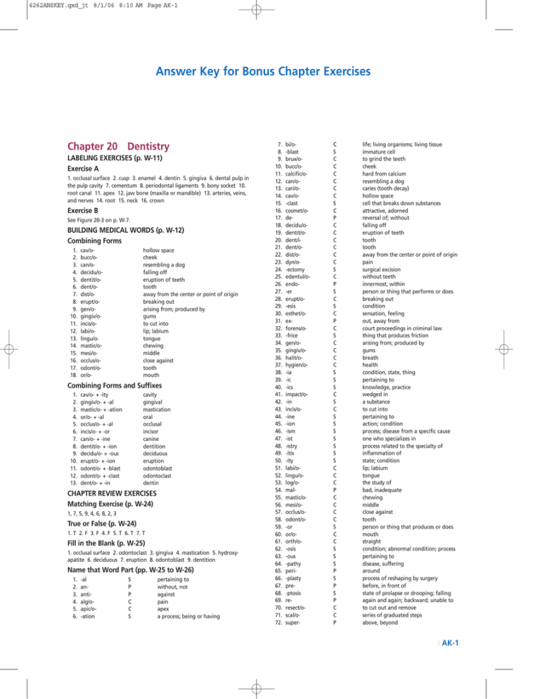 Answer Key For Bonus Chapter Exercises Answer Key For Bonus Chapter Exercises