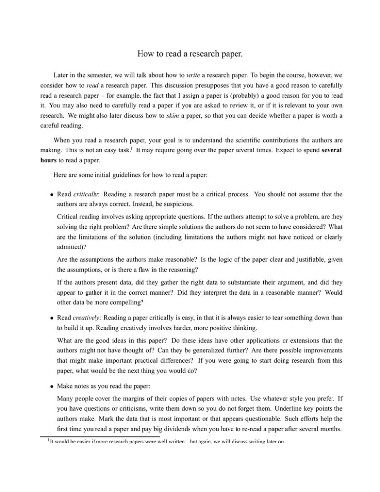 How To Read A Research Paper