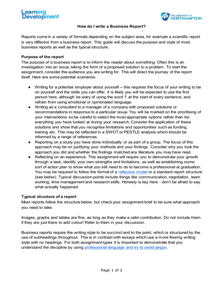  Business Report Writing Business 2022 11 20