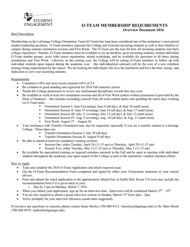 o-team membership requirements