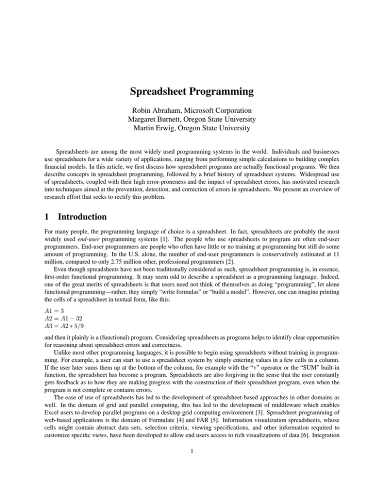 Spreadsheet Programming