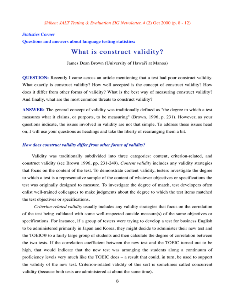 What Is Construct Validity 