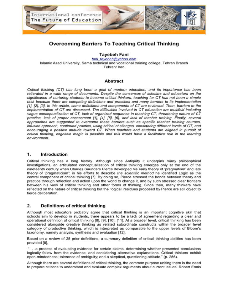 Overcoming Barriers To Teaching Critical Thinking