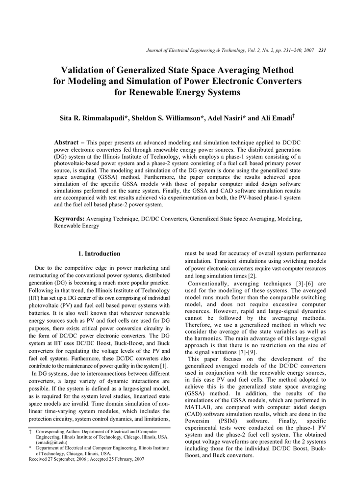 Validation Of Generalized State Space Averaging Method For