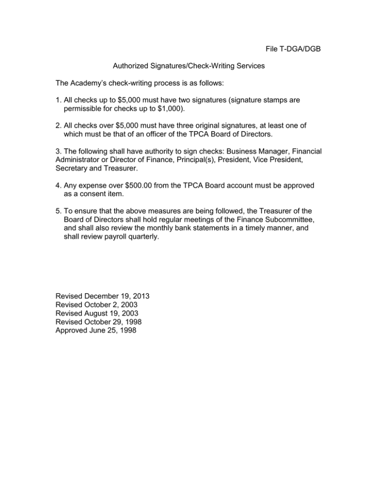 File T-DGA/DGB Authorized Signatures/Check