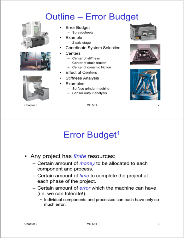 Error Budget METU Department Of Mechanical Engineering
