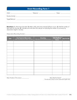 Event Recording (Frequency / Behavior Count) Form