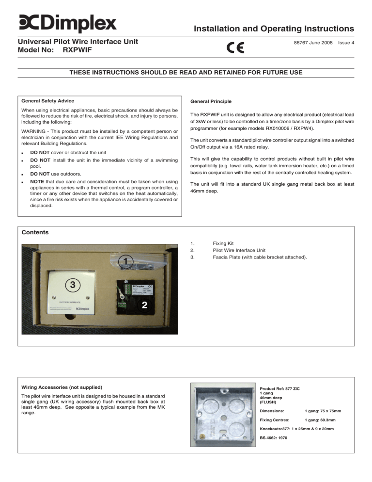 Installation and Operating Instructions
