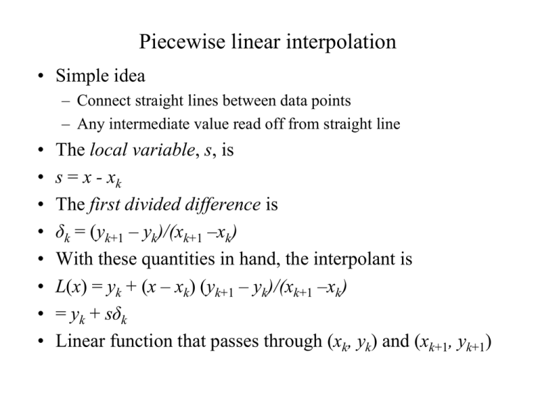 Piecewise Linear Interpolation