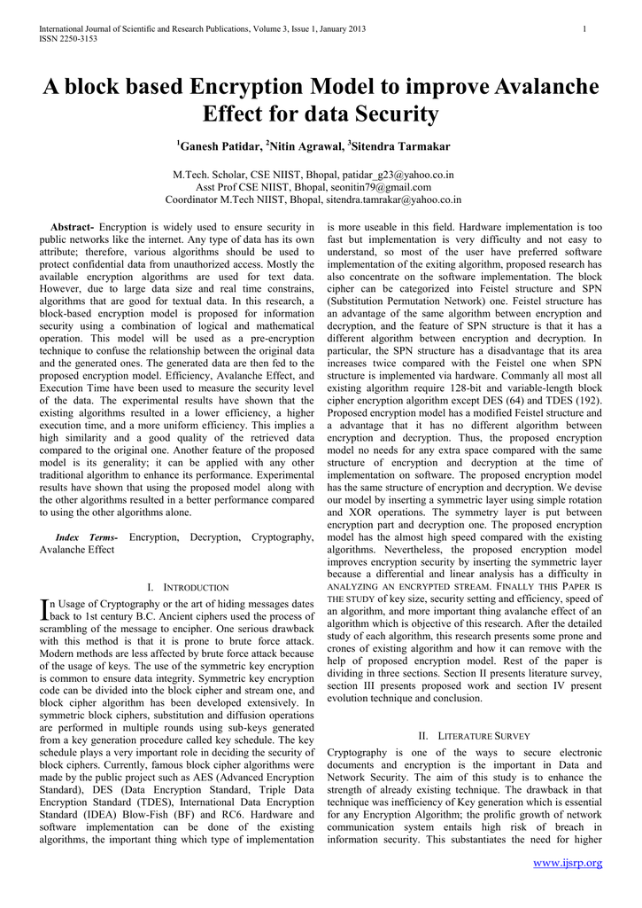 Cryptography Avalanche Effect