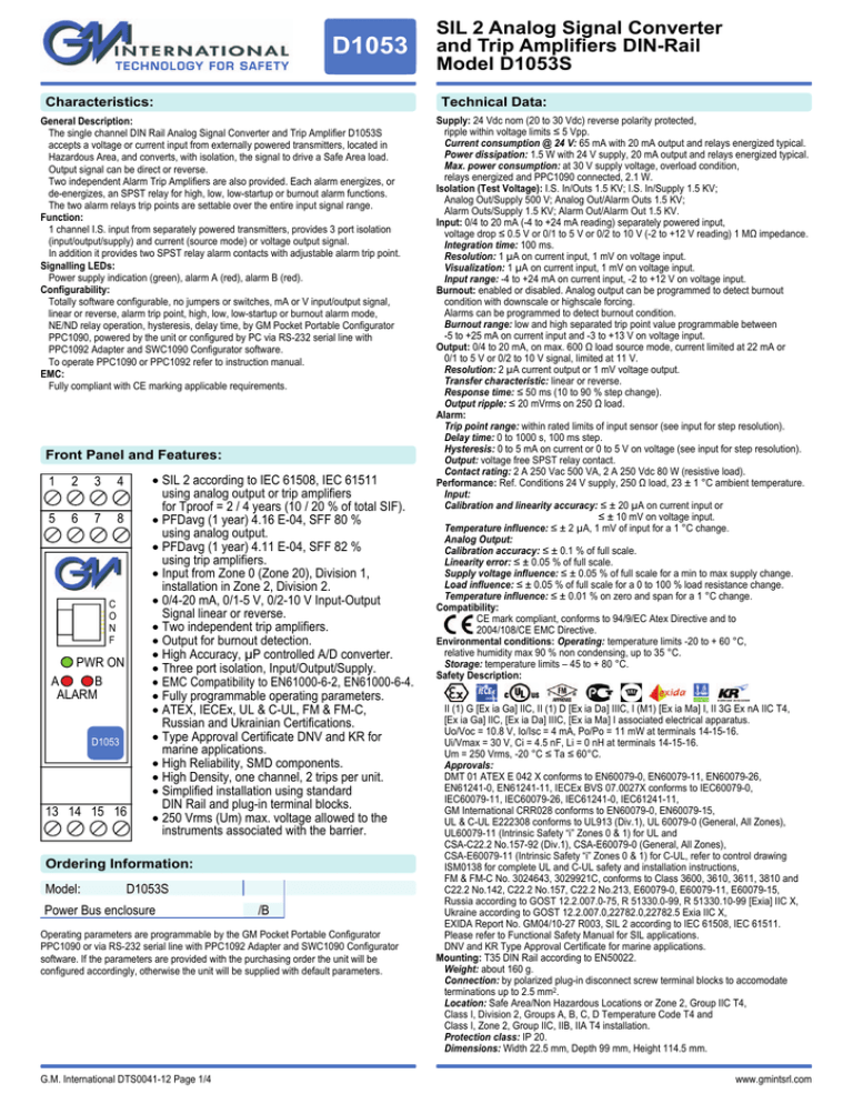 SIL 2 Analog Signal Converter and Trip Amplifiers DIN