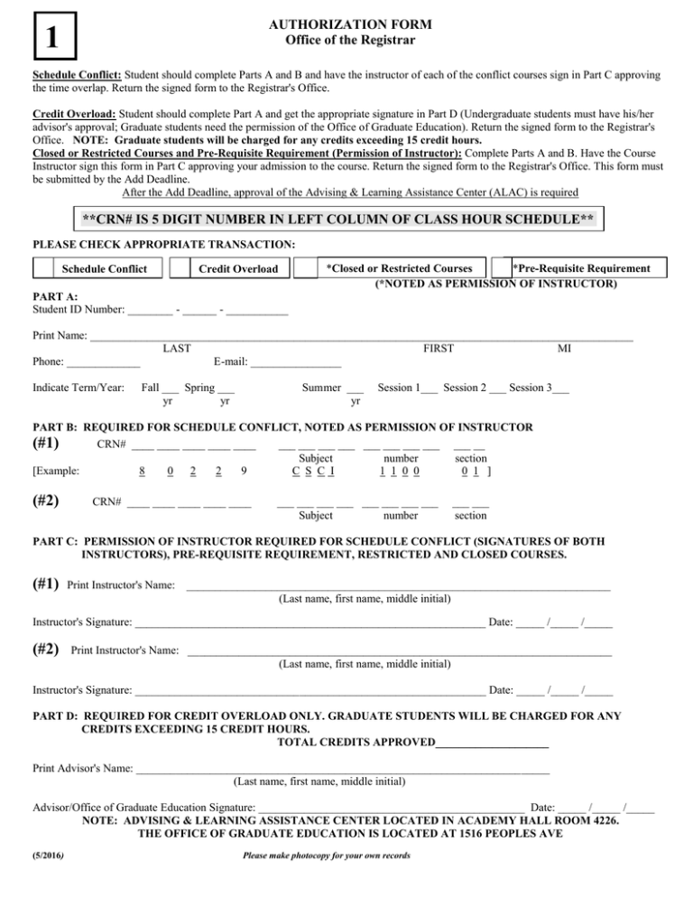 AUTHORIZATION FORM AUTHORIZATION FORM
