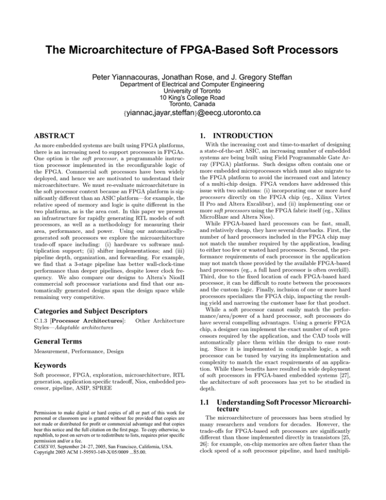The Microarchitecture Of Fpga Based Soft Processors