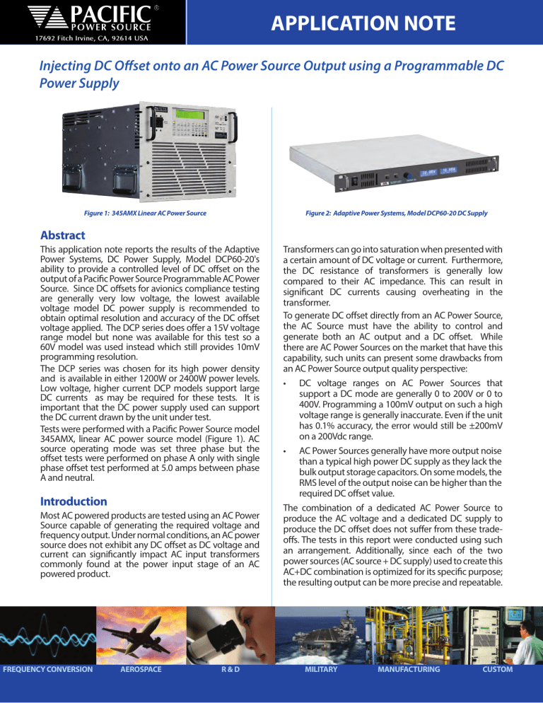 AMX Series AC with DC Offset using Adaptive DCP power supply