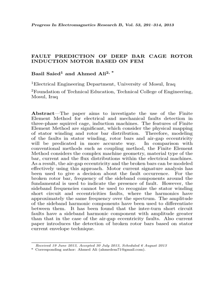 FAULT PREDICTION OF DEEP BAR CAGE ROTOR INDUCTION