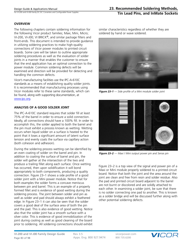23. Recommended Soldering Methods, Tin Lead Pins, and InMate