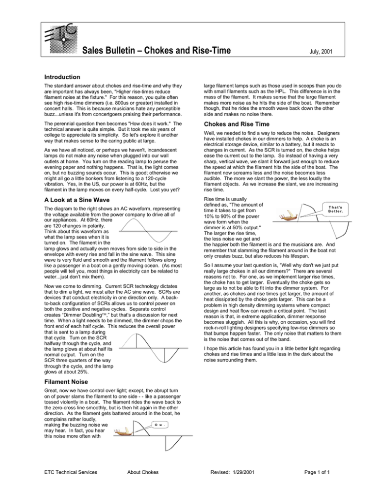 Sales Bulletin – Chokes and Rise-Time