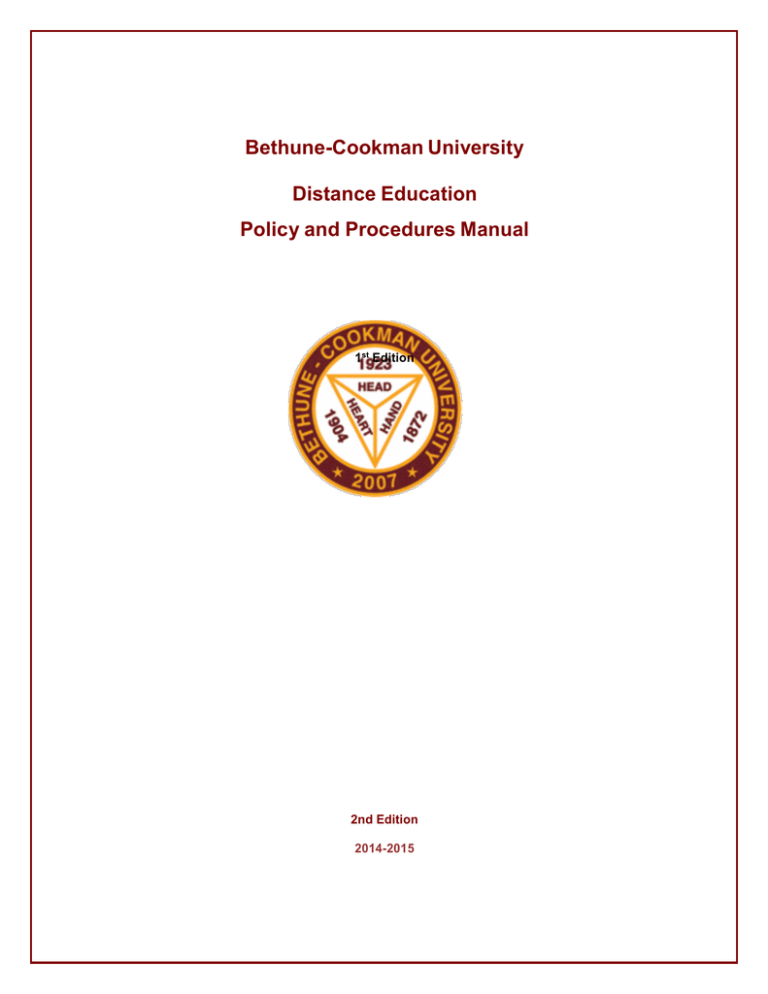 Distance Education Policies and Procedures Manual