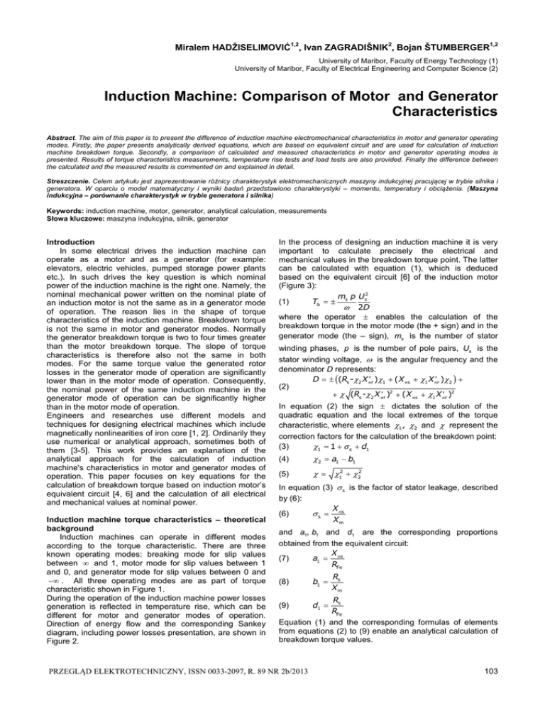 Induction Machine: Comparison of Motor