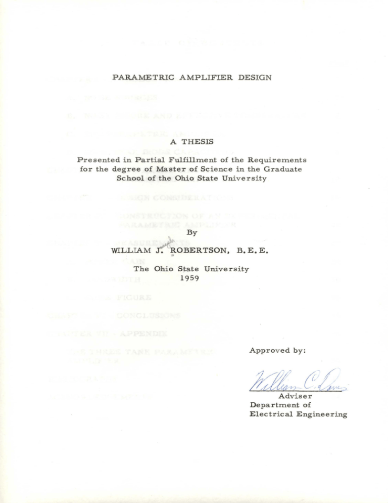 PARAMETRIC AMPLIFIER DESIGN A THESIS Presented in Partial