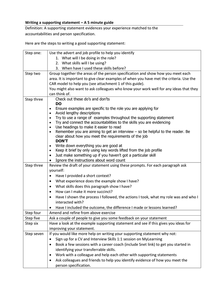  How To Write A Supporting Statement For A Job Application Form Examples 