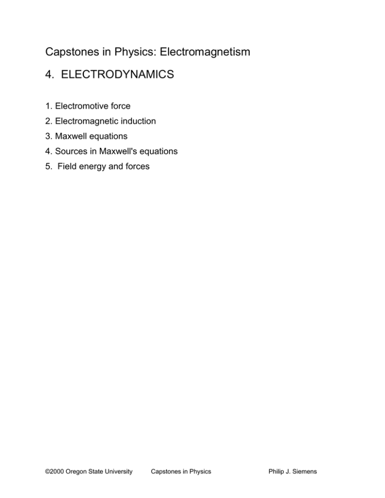 Capstones in Physics: Electromagnetism 4. ELECTRODYNAMICS