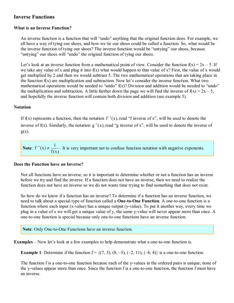 Inverse Functions