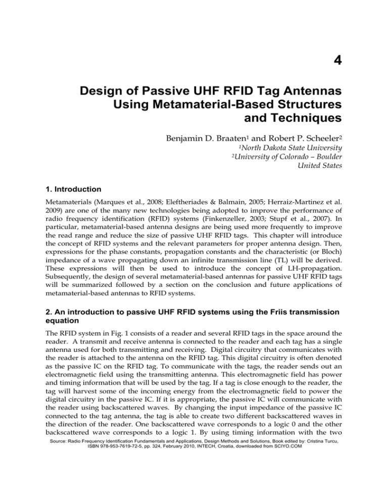 Design of Passive UHF RFID Tag Antennas Using Metamaterial