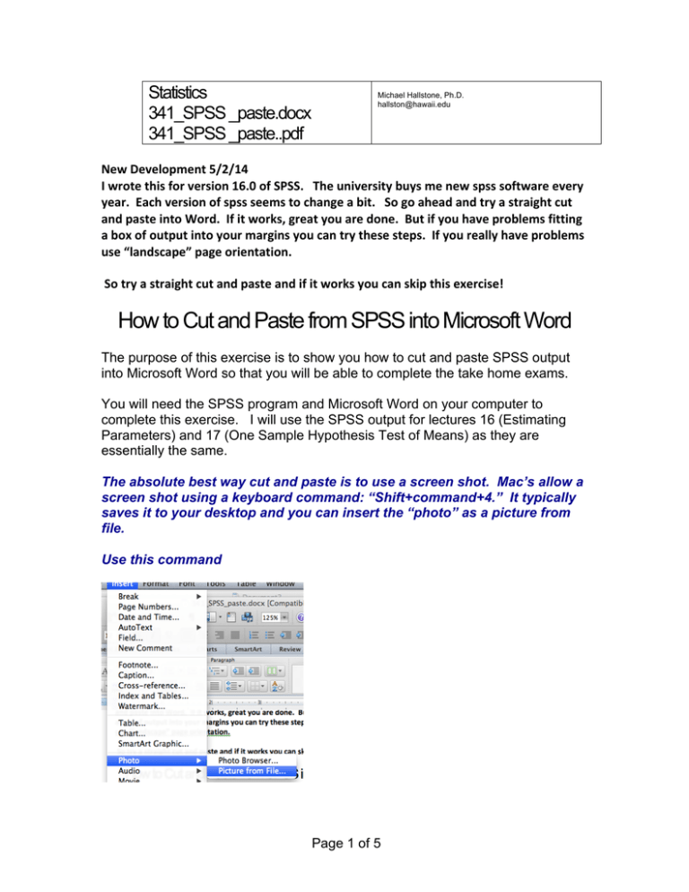 How To Cut And Paste SPSS Output For Take Home Exams
