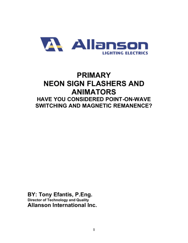 PRIMARY NEON SIGN FLASHERS AND ANIMATORS