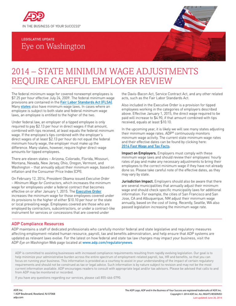 State Minimum Wage Adjustments Require