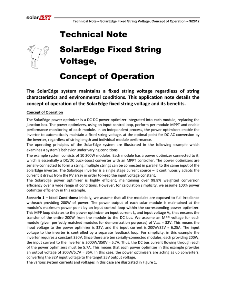 Technical Note SolarEdge Fixed String Voltage, Concept of Operation