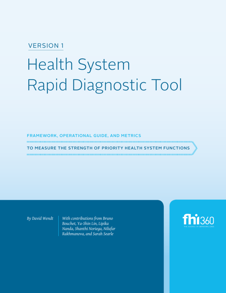 Health System Rapid Diagnostic Tool