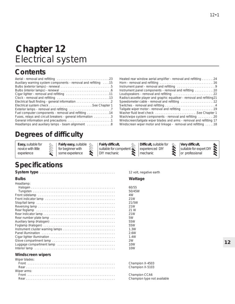 Chapter 12 Electrical system