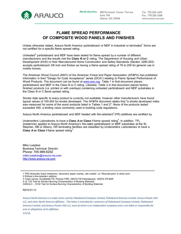 Flame Spread Performance Flame Spread Performance