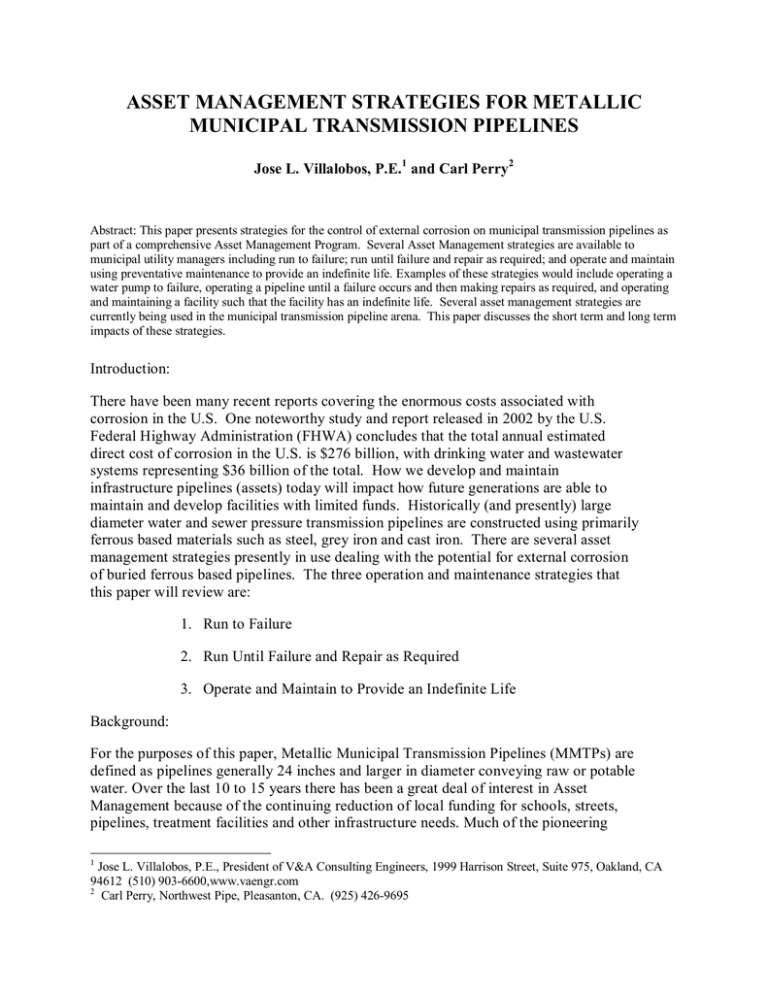 Asset Management Strategies For Metallic Pipes 2006