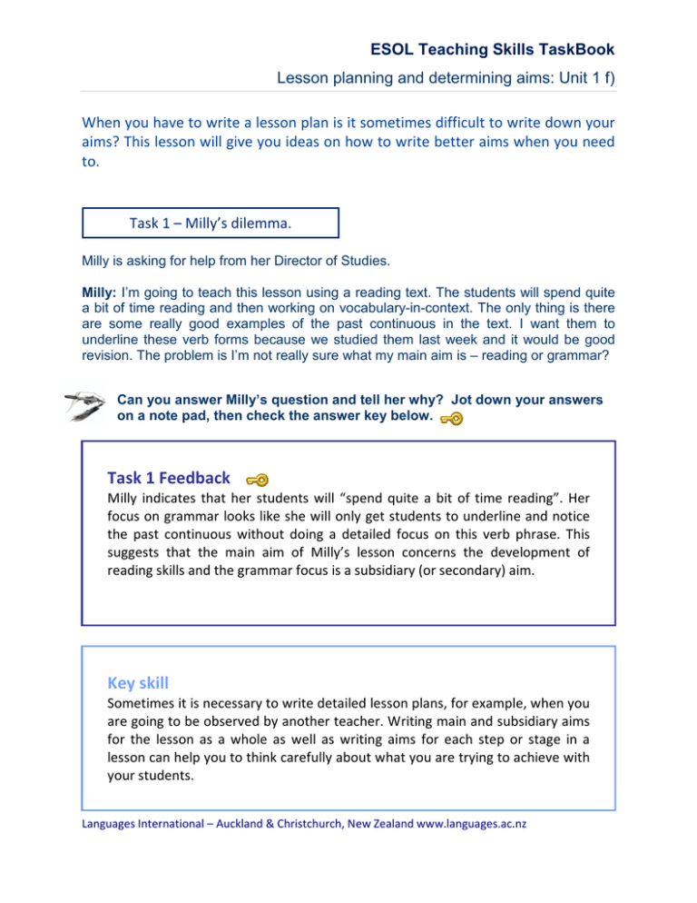 Lesson Planning And Determining Aims