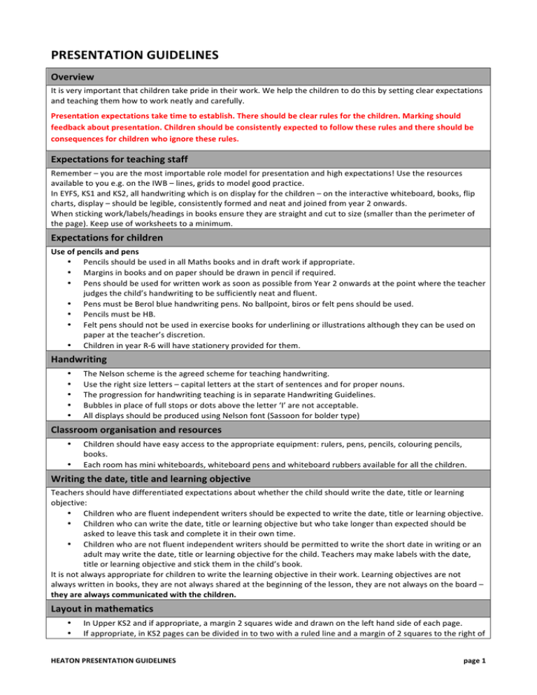 PRESENTATION GUIDELINES PRESENTATION GUIDELINES