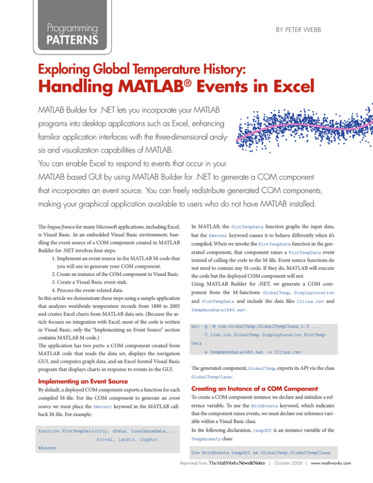 Handling MATLAB Events In Excel Handling MATLAB Events In Excel