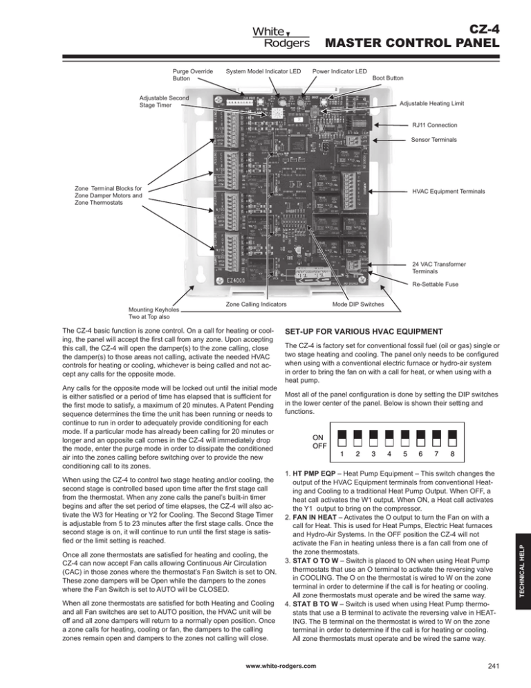 cz-4 master control panel - Emerson Climate Technologies