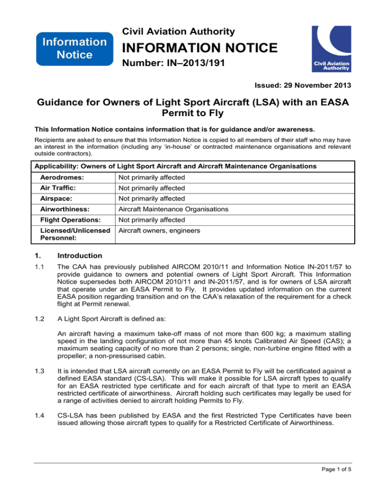 information notice - Civil Aviation Authority