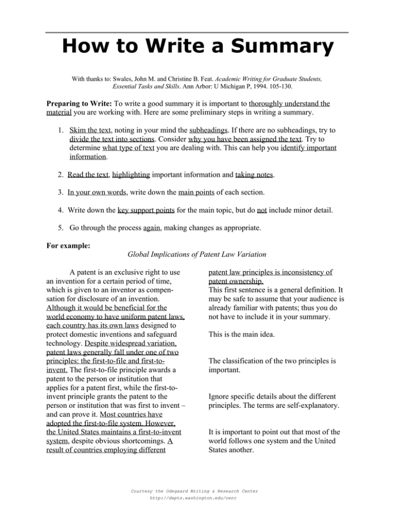 How To Write A Summary