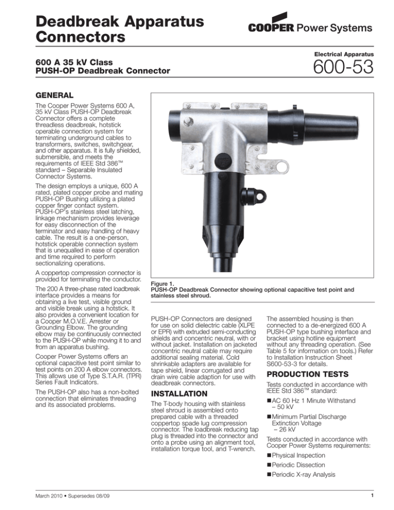 600-53 600 A 35 kV Class PUSH-OP Deadbreak Connector