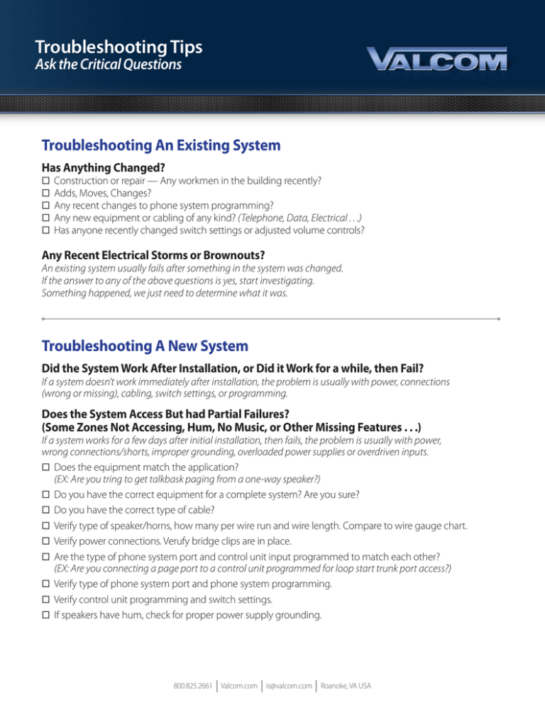 Troubleshooting Tips