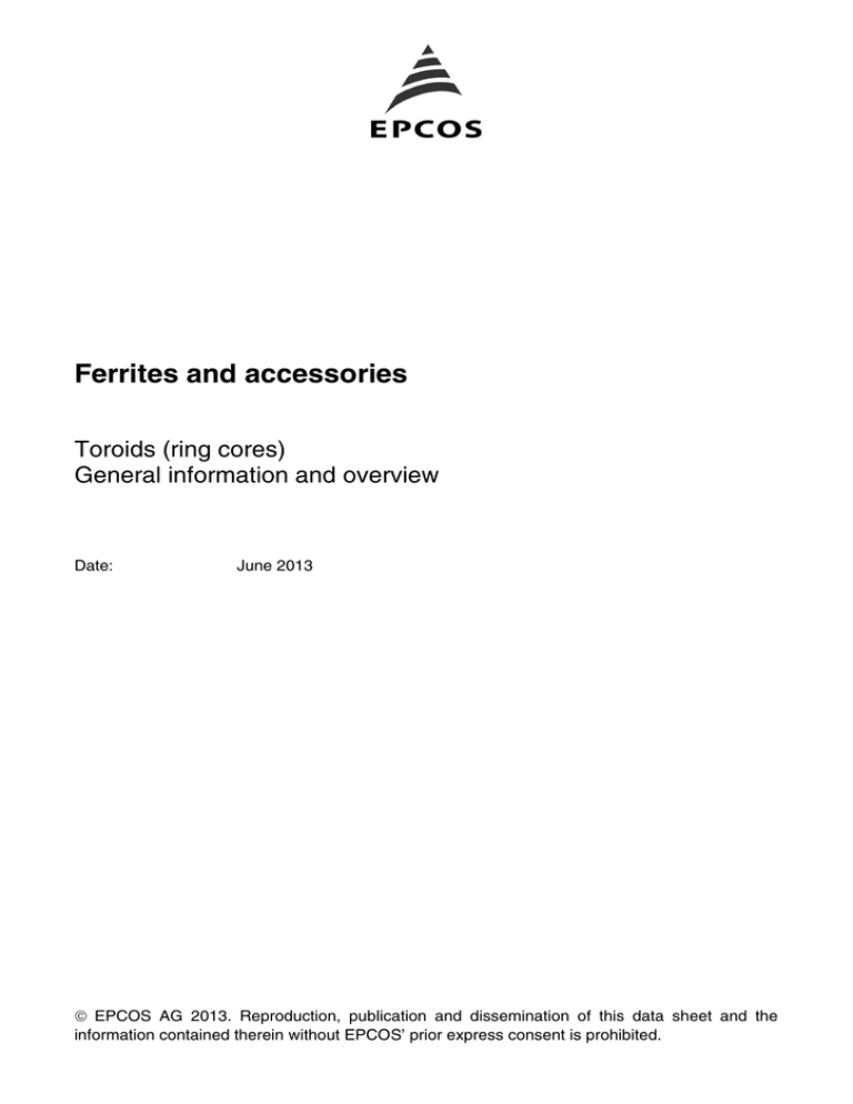 EPCOS Ferrite Toroids: General Information & Overview