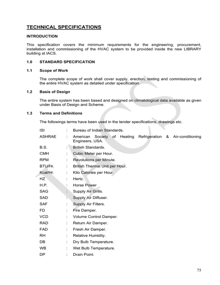TECHNICAL SPECIFICATIONS