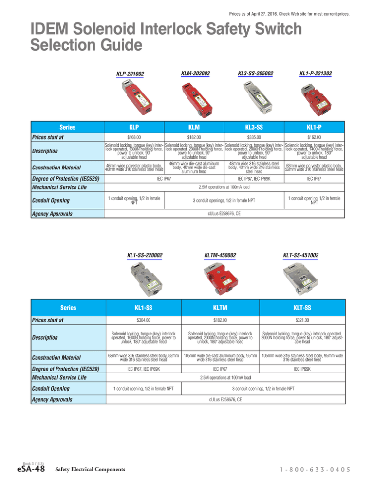 Safety Switch Selection Guide